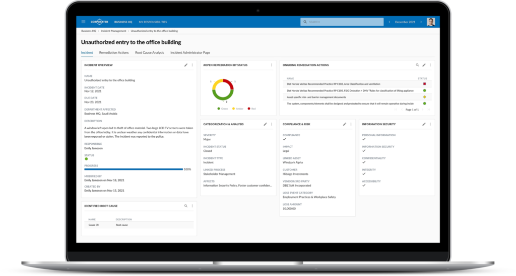Incident Management Solution | Compliance Management Solutions | Corporater