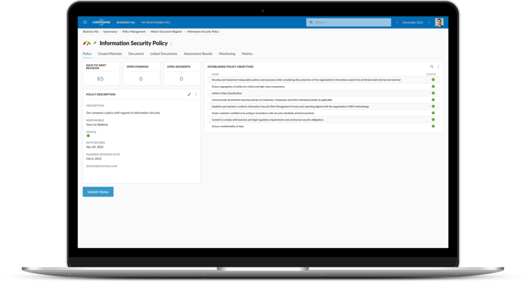 Information Security Management software | Information Security Management Solutions | Corporater
