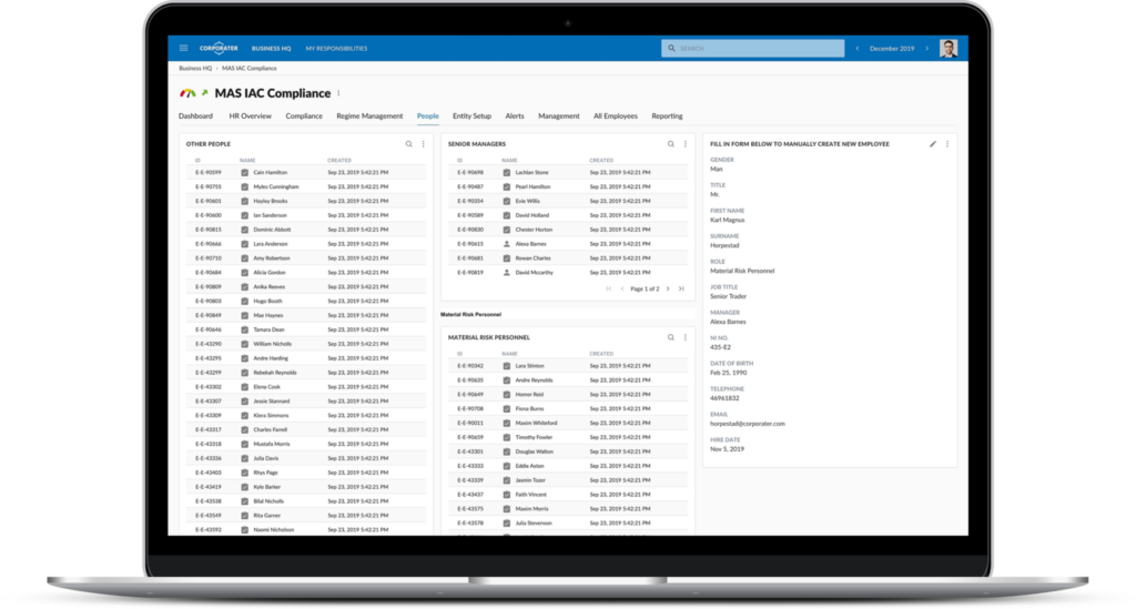 MAS IAC Software Solution | Compliance Management Solutions | Corporater
