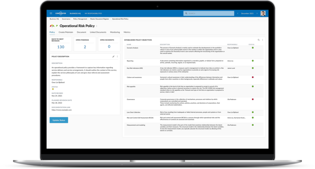 Policy Management Software | Compliance Management Solutions | Corporater