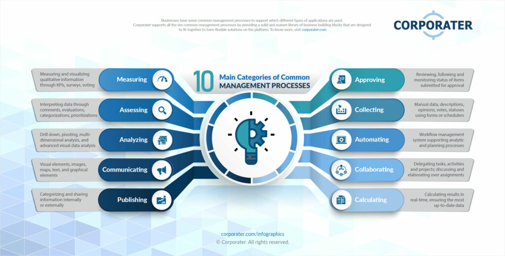 Ten Common Categories of Management Processes | Infographics | Corporater