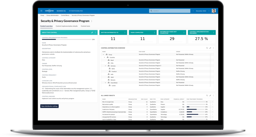 Internal Control System Software | Risk Management Solutions | Corporater